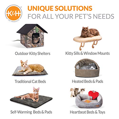 K&H Pet Products Self-Warming Pet Pad Thermal Cat and Dog Warming Bed Mat Gray/Black 21 X 17 Inches