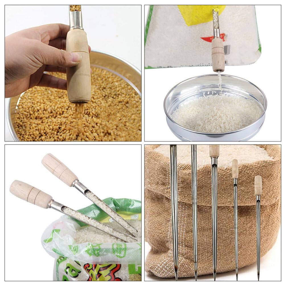 Baluue 4pcs Grain Sampler Metal Detector Turnicate Kit Outdoor Tools Grain Detector Probe Closed Sampling Agriculture Powder Sampler Stainless Steel Rice Sampler to Rotate Food