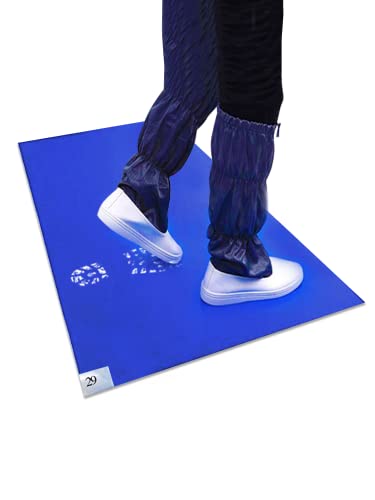 Samrang Sticky Pads, Cleanroom Sticky Mats for Construction 24" x 36" Adhesive, Walk Off Tacky Mat for Construction Lab-Room Hospital to Capture Dirt and Debris,30 Sheets per Pad (Blue) (4)