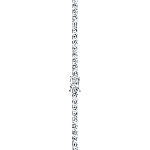 ISAAC WOLF (12-140 Carats) 14k Gold Over Sterling Silver Moissanite Classic Tennis Chain Necklace (4mm-17 Inch-26ct, White Gold Plated)