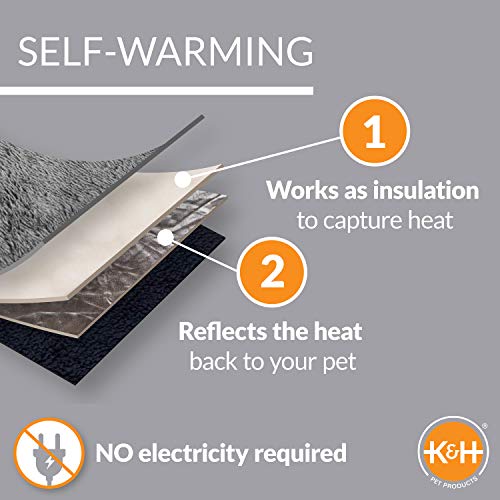 K&H Pet Products Self-Warming Pet Pad Thermal Cat and Dog Warming Bed Mat Gray/Black 21 X 17 Inches