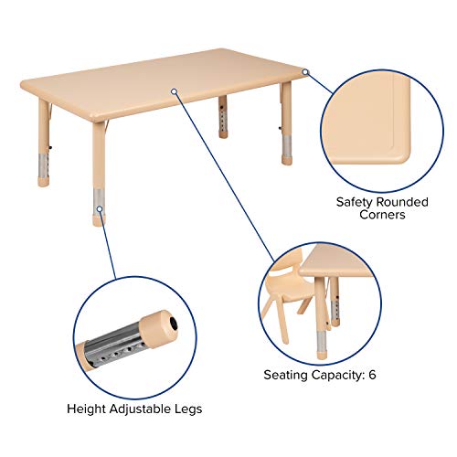 Flash Furniture 24"W x 48"L Rectangular Natural Plastic Height Adjustable Activity Table