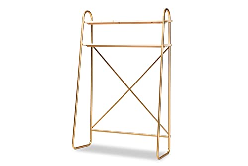 Baxton Studio Merida Gold Finished and Brown Finished 2-Tier Twin Size Shelf