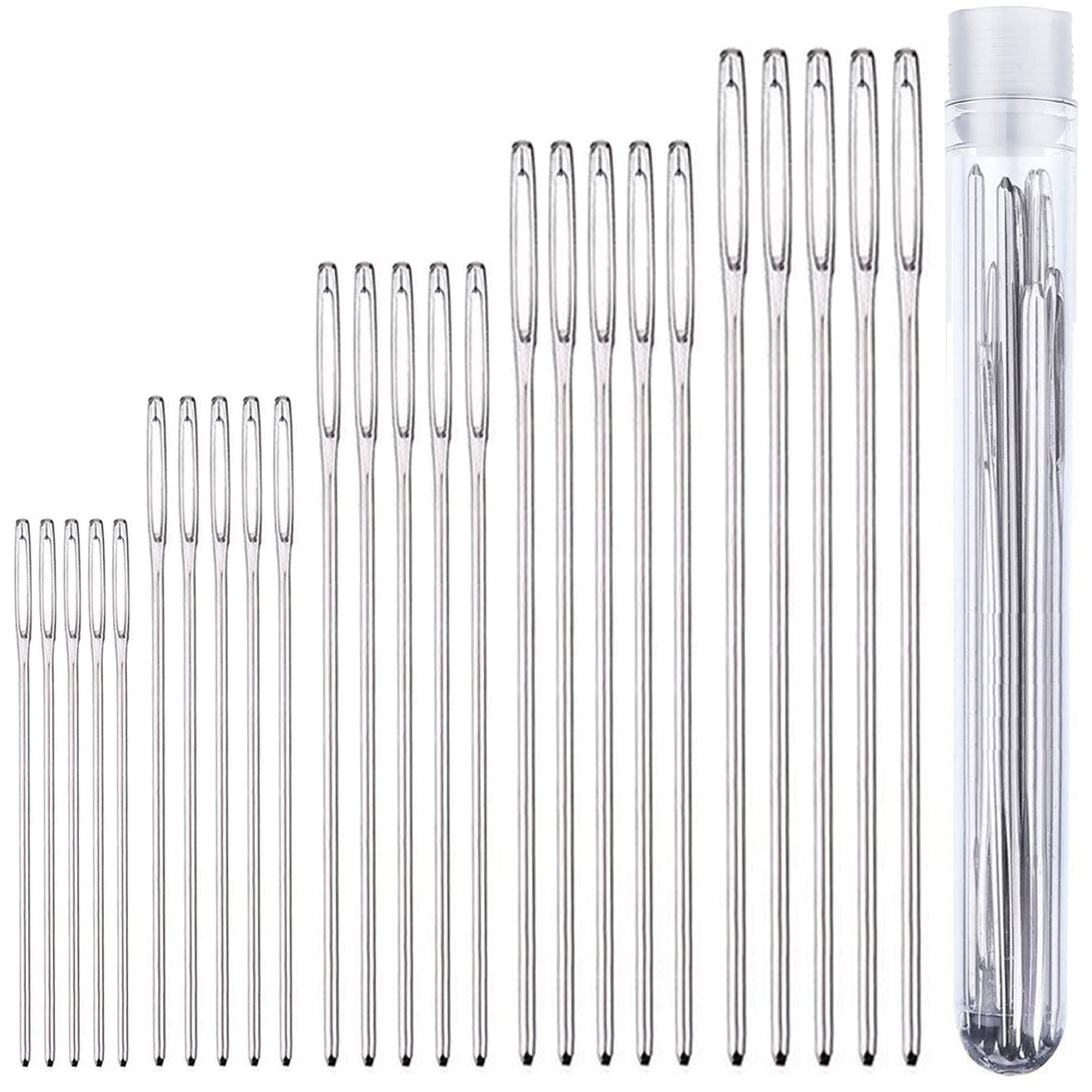 Tapestry Needles Five Sizes 14, 16, 18, 20, 24 - Large Eye Blunt Needles 25 Pcs for Cross Stich and More