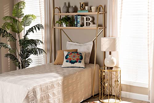 Baxton Studio Merida Gold Finished and Brown Finished 2-Tier Twin Size Shelf