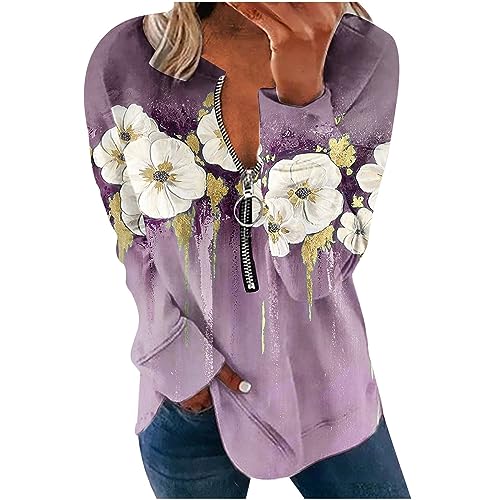 JDHUFEI Kitchen aid Mixer Stand Deals Womens Oversized Sweatshirts Fashion Boho Long Sleeve Tops Loose Half Zip Hoodies Casual Fall Clothes Beach Pullover