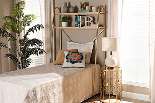 Baxton Studio Merida Gold Finished and Brown Finished 2-Tier Twin Size Shelf