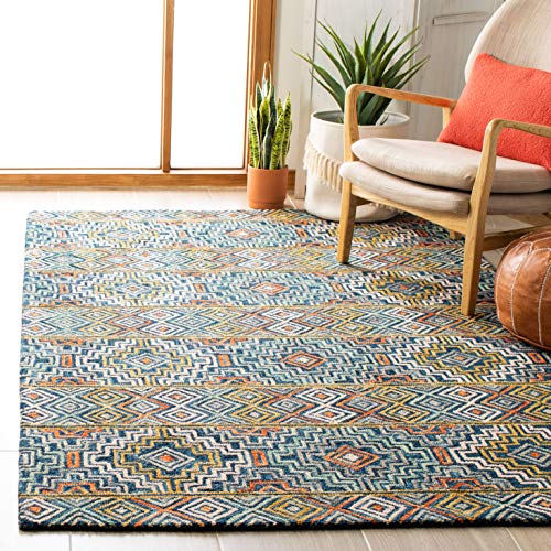 Safavieh Aspen Collection 9' x 12' Blue/Gold APN273M Handmade Boho Wool Area Rug
