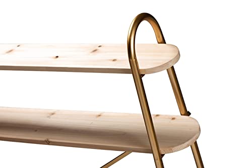 Baxton Studio Merida Gold Finished and Brown Finished 2-Tier Twin Size Shelf