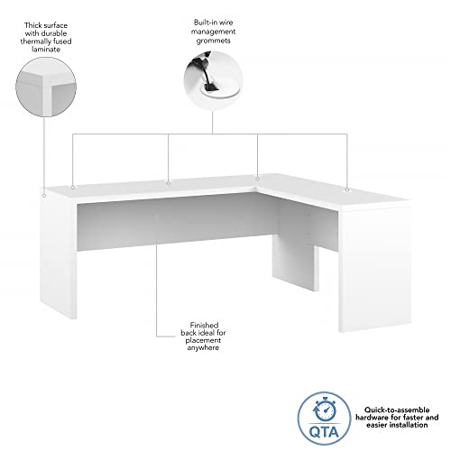 Bush Business Furniture Echo L Shaped Computer Desk, 72W, Pure White