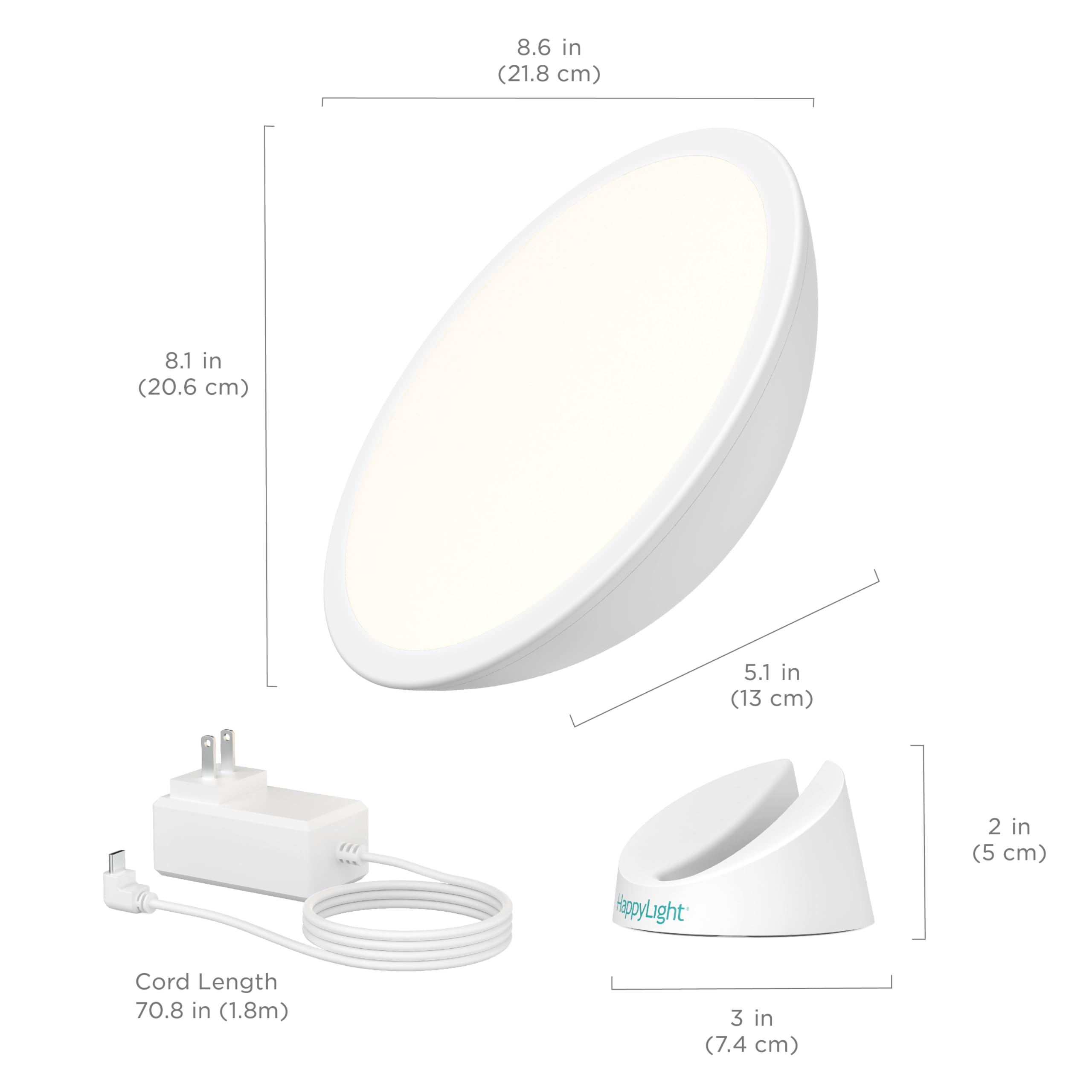 Verilux HappyLight Halo - Cordless LED Light Therapy Lamp with a 360° Magnetic Base & Rechargeable Battery for Portable, UV-Free, Full Spectrum 10,000 LUX Light with Adjustable Brightness and Color