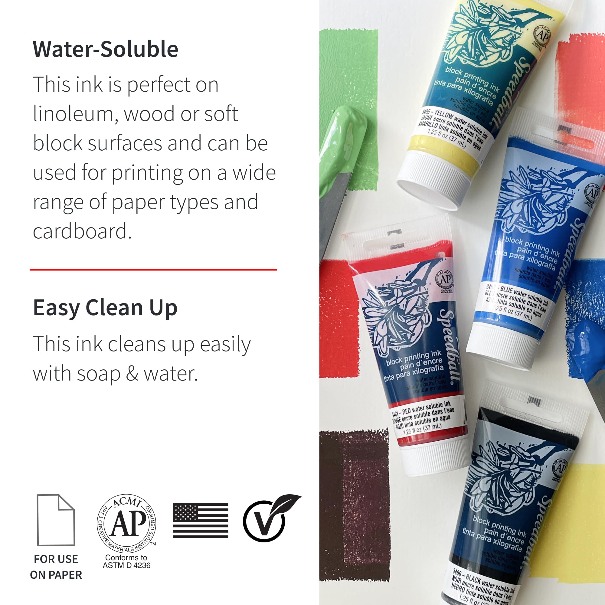 Speedball Water-Soluble Block Printing Ink, 5-Ounce Tube (Yellow)