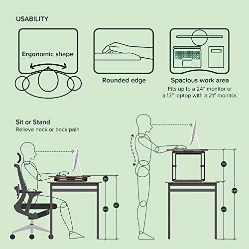 ZINUS Molly 28 Inch Standing Desk with Adjustable Height / Desktop Workstation / Desk Converter / No Assembly, Espresso