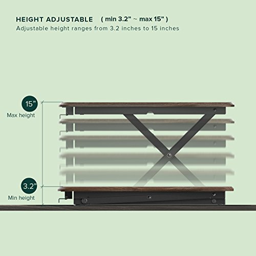 ZINUS Molly 28 Inch Standing Desk with Adjustable Height / Desktop Workstation / Desk Converter / No Assembly, Espresso
