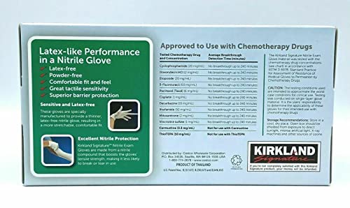 Kirkland Signature DnRbYi Nitrile Exam Multi-Purpose Medium Gloves Latex-Free, 400 Count, (467120)