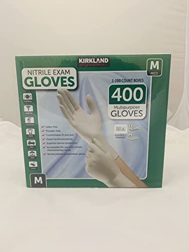 Kirkland Signature DnRbYi Nitrile Exam Multi-Purpose Medium Gloves Latex-Free, 400 Count, (467120)