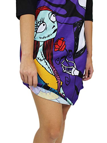 Disney Nightmare Before Christmas Women's 3/4 Sleeve Dorm Nightgown Pajamas (X-Large, Black/Purple)