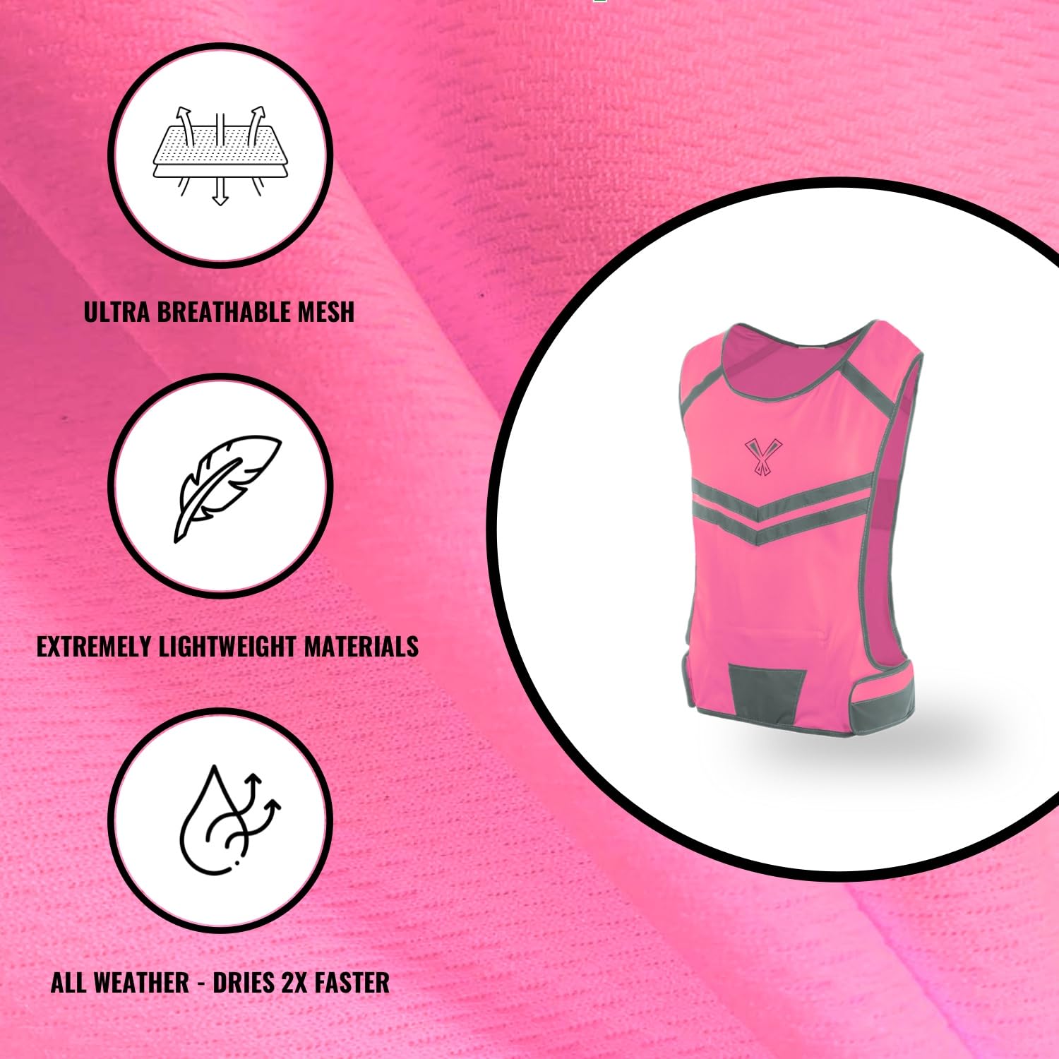 247 Viz Running Reflective Vest with Inside Pocket and 2 Bands, High Visibility Reflective Running Gear Safety Vest Straps for Men Women Kids for Night Running Walking Cycling