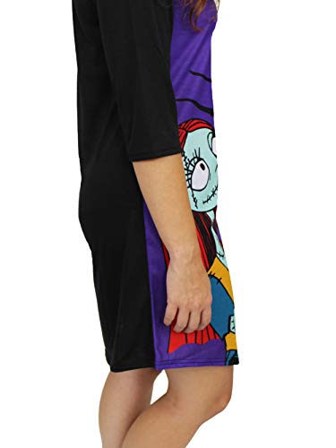 Disney Nightmare Before Christmas Women's 3/4 Sleeve Dorm Nightgown Pajamas (X-Large, Black/Purple)