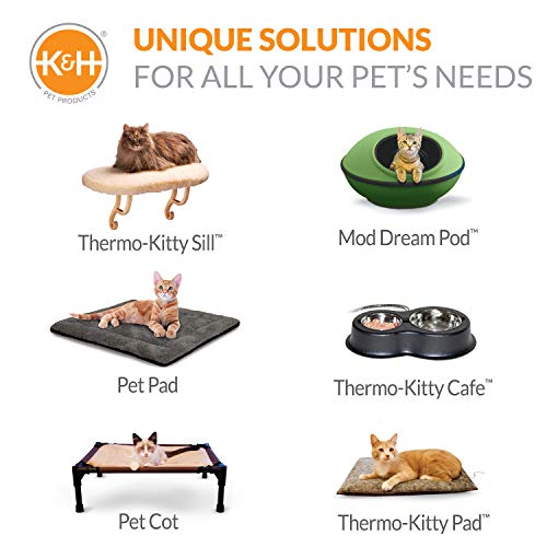 K&H Pet Products Thermo-Kitty Fashion Splash Heated Pet Bed Large Mocha 16"x 22" 7W