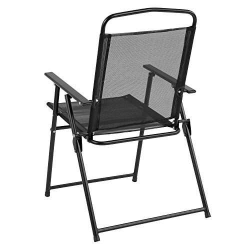 Flash Furniture Nantucket 6 Piece Patio Garden Table Set - Umbrella Table - Set of 4 Black Folding Chairs