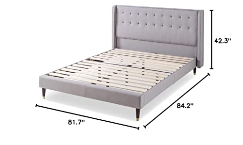 ZINUS Benton Upholstered Platform Bed Frame with Wingback Headboard / Mattress Foundation / No Box Spring Needed / Wood Slat Support / Tufted Headboard, King