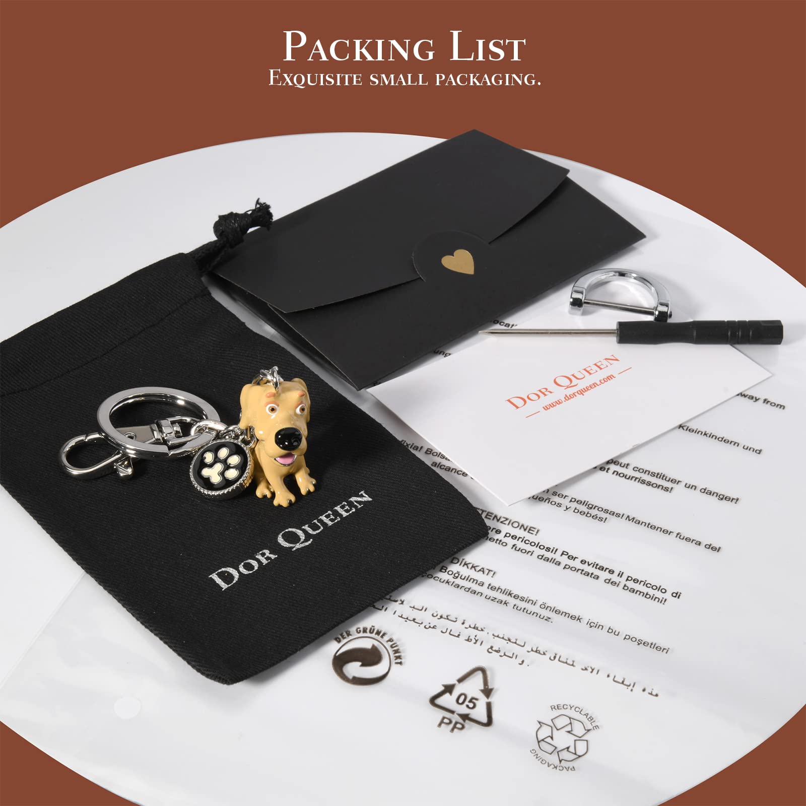 DOR QUEEN Dazzling Enamel Dog Keychain - Yellow Labrador Retriever,D Mini Handcrafted Metallic Charm,Perfect for Families & Kids Adults!