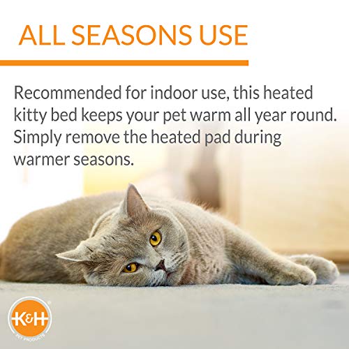 K&H Pet Products Thermo-Kitty Fashion Splash Heated Pet Bed Large Mocha 16"x 22" 7W