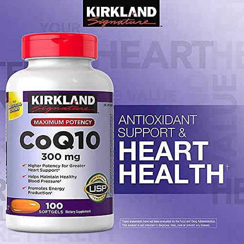 Kirkland Signature Maximum Potency CoQ10 300 mg 100 Softgels Each (Pack of 1)