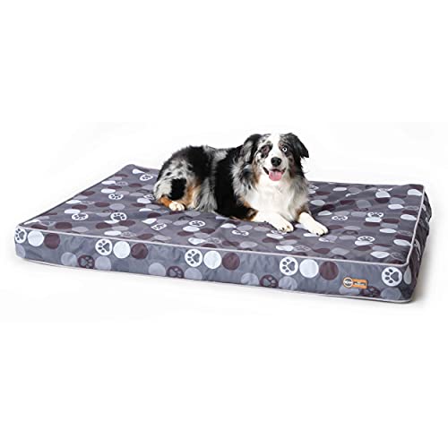 K&H PET PRODUCTS Indoor/Outdoor Superior Orthopedic Dog Bed Gray/Paw Large 35 X 46 X 4 Inches