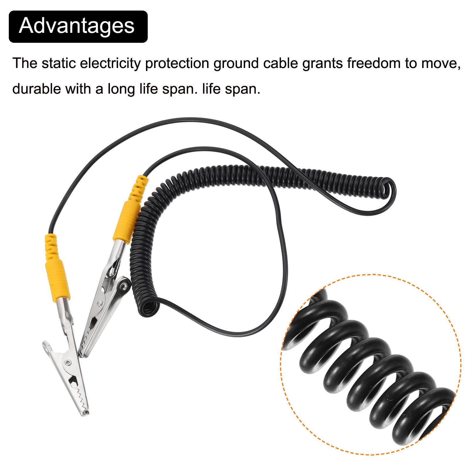 MECCANIXITY ESD Anti Static Ground Cable ESD Grounding Cord with Alligator Clip Claw for Eliminate Conductor Electrostatic