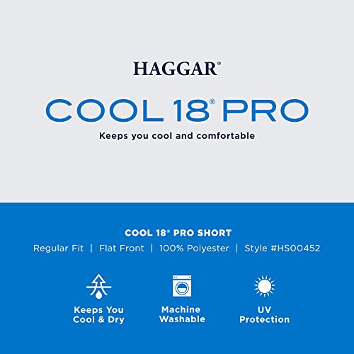 Haggar mens Cool 18 Pro Straight Fit 4-way Stretch Flat Front Expandable Waist With Big & Tall Sizes Casual Shorts, Blue, 38 US