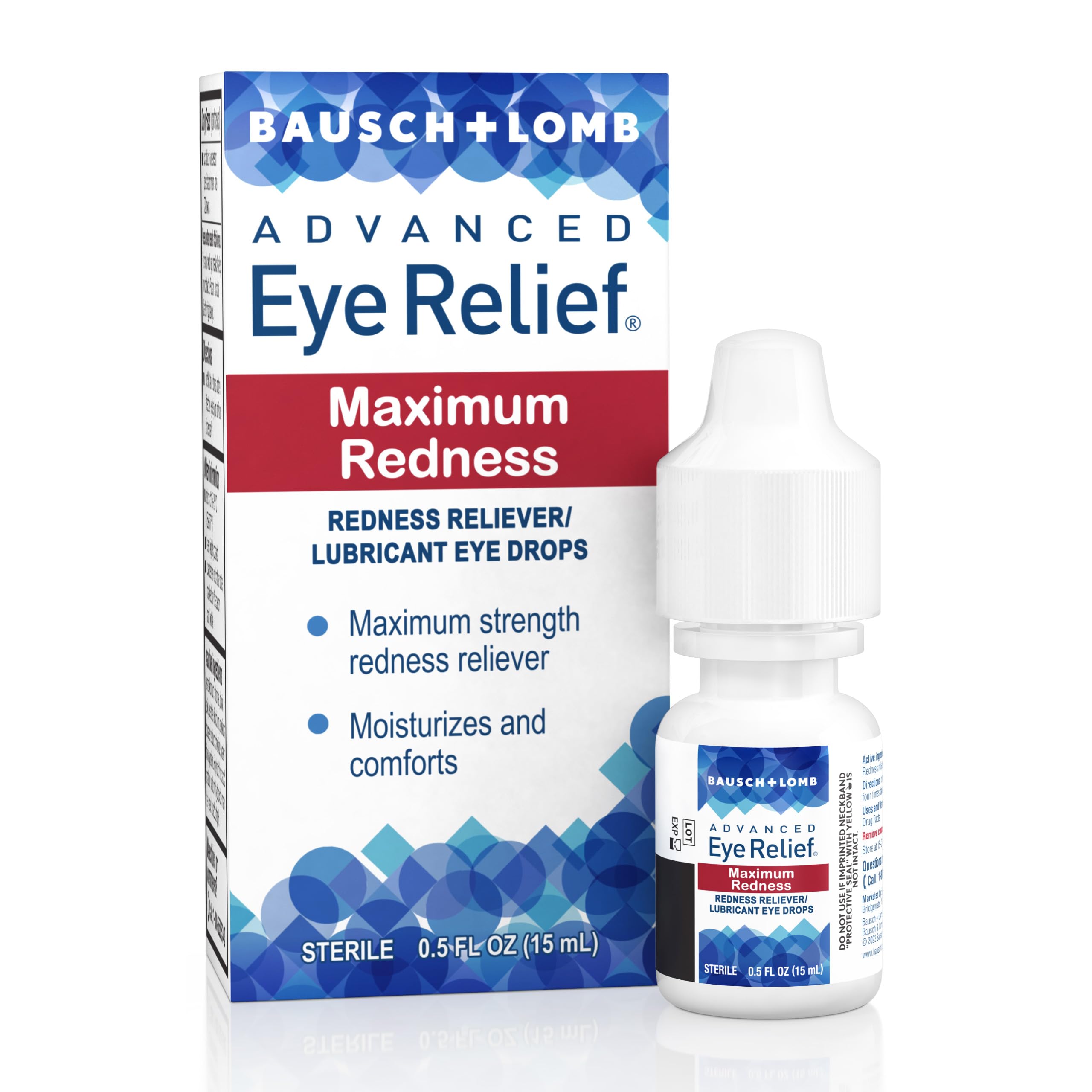 Bausch & Lomb Advanced Eye Relief Maximum Redness Lubricant Eye Drops from 0.5 Fl Oz (15 mL) - Pack of 5