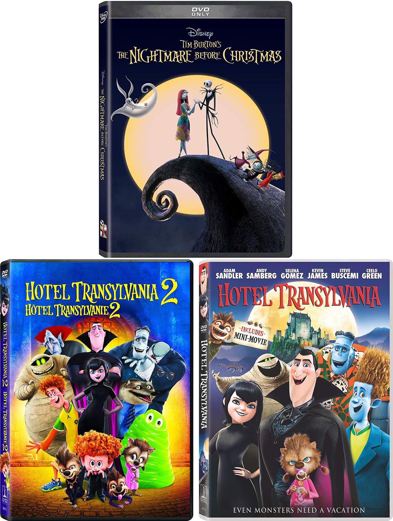 Monster Mix Jack Skellington Nightmare Before Christmas Tim Burton Disney DVD with Hotel Transylvania Part 1 & 2