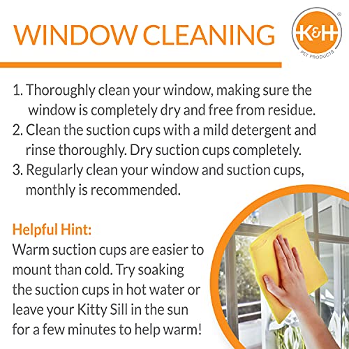 K&H PET PRODUCTS EZ Mount Window Mounted Cat Bed, Cat Window Hammock, Sturdy Cat Window Perch, Cat Window Bed Cat Furniture - Tan Cat Window Bed