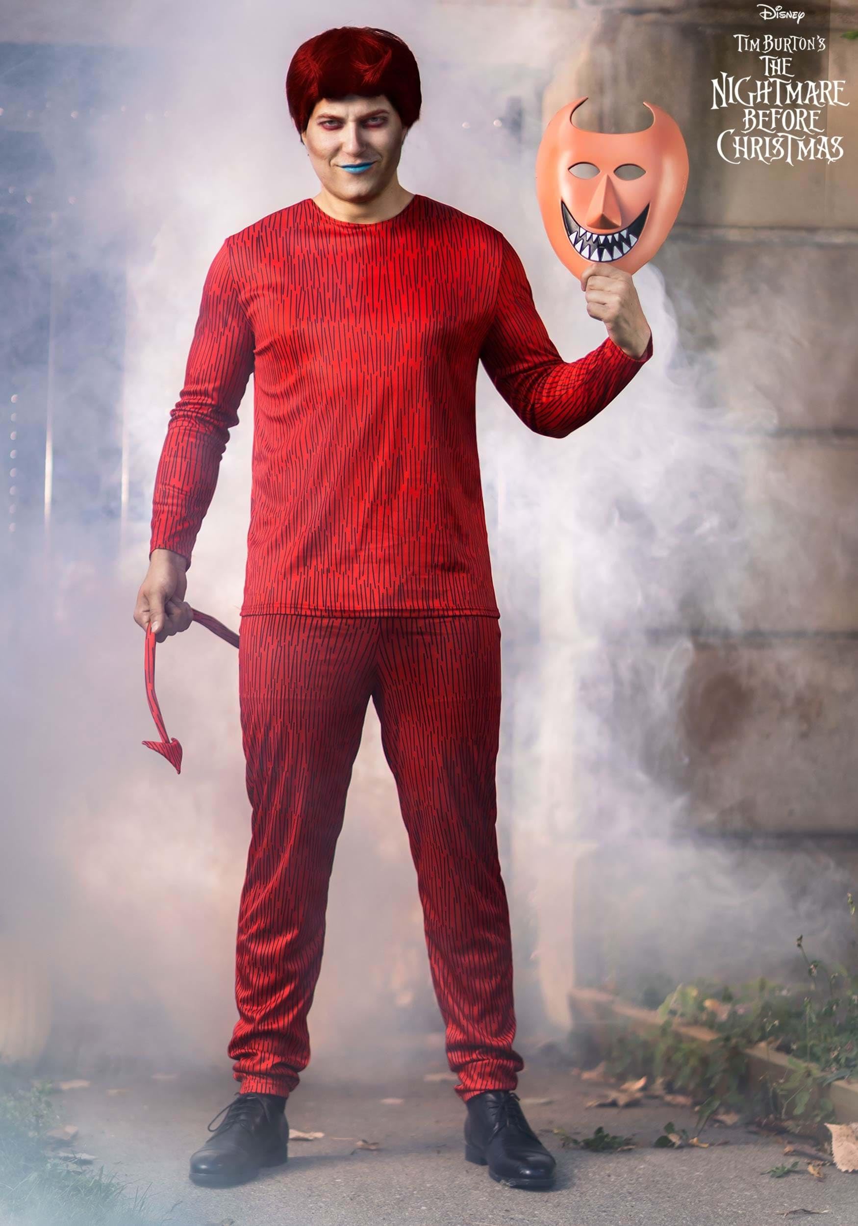 Adult Disney Lock Costume | Mens Nightmare Before Christmas Oogie Boogie's Gang Devilish Trick or Treater Full Outfit Large Red