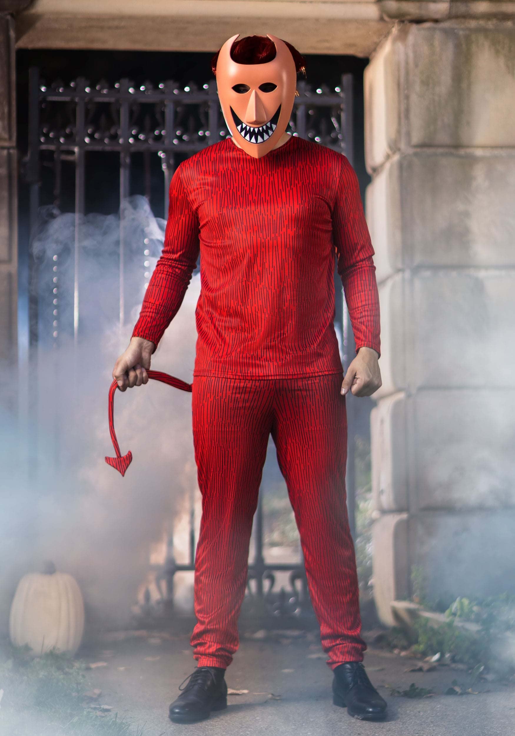 Adult Disney Lock Costume | Mens Nightmare Before Christmas Oogie Boogie's Gang Devilish Trick or Treater Full Outfit Large Red