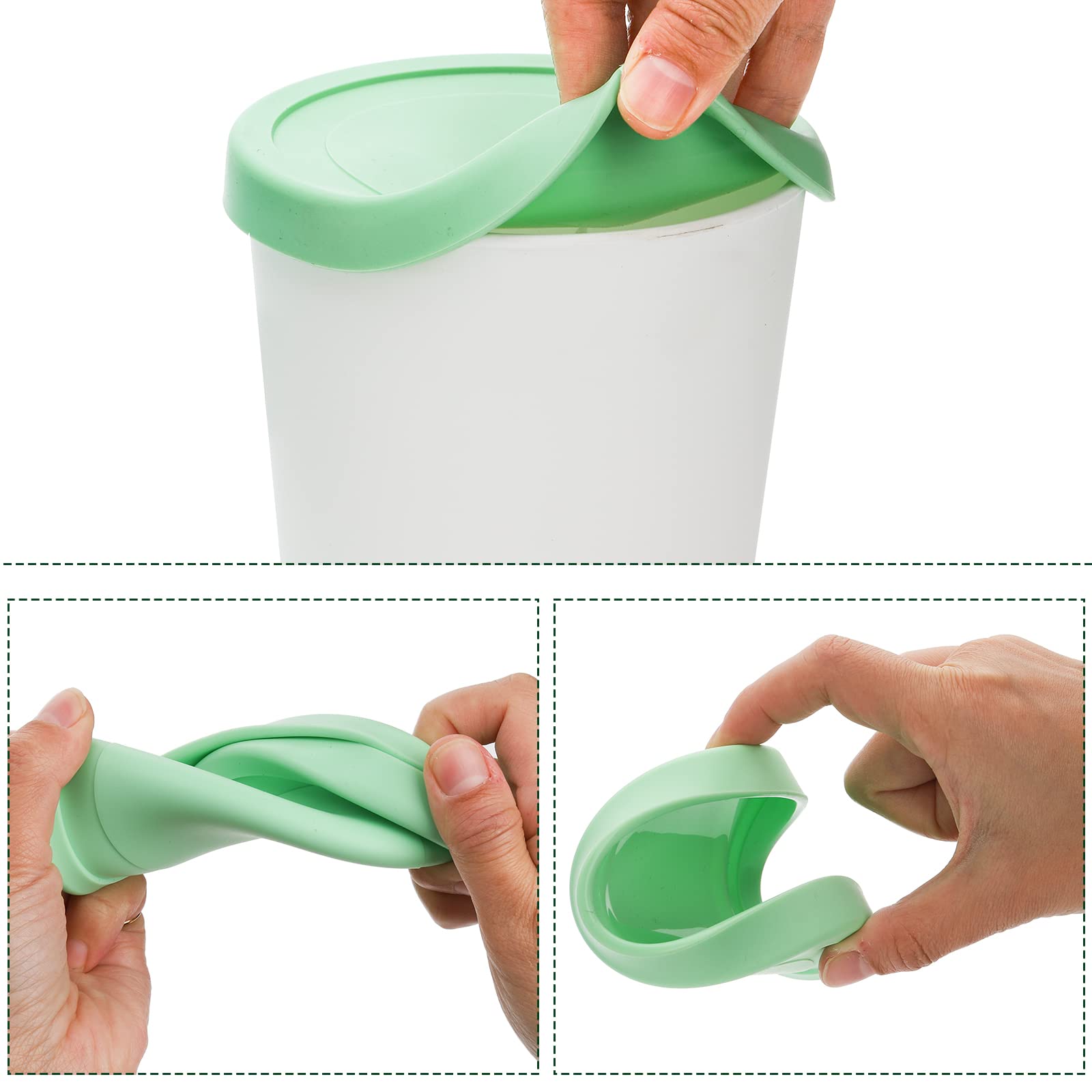 Peohud 4 Pack Ice Cream Containers, 1 Quart Freezer Storage Tubs with Silicone Lids for Homemade Ice Cream, Sorbet and Gelato, Freezer Dishwasher Safe