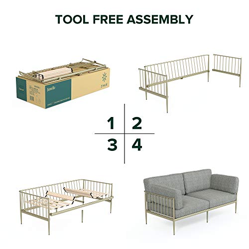 ZINUS Janelle Gold Metal Loveseat / Steel Framework with Upholstered Cushions / Easy Assembly