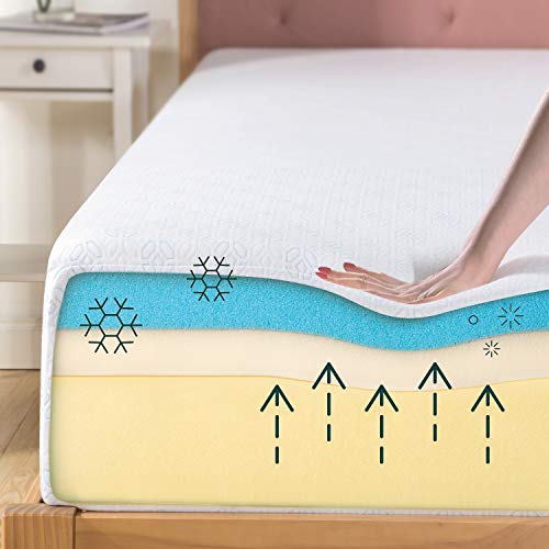 ZINUS Lottie Upholstered Platform Bed Frame, Grey, Twin & 8 Inch Gel-Infused Green Tea Memory Foam Mattress / Cooling Gel Foam / Pressure Relieving / CertiPUR-US Certified / Bed-in-a-Box, Twin