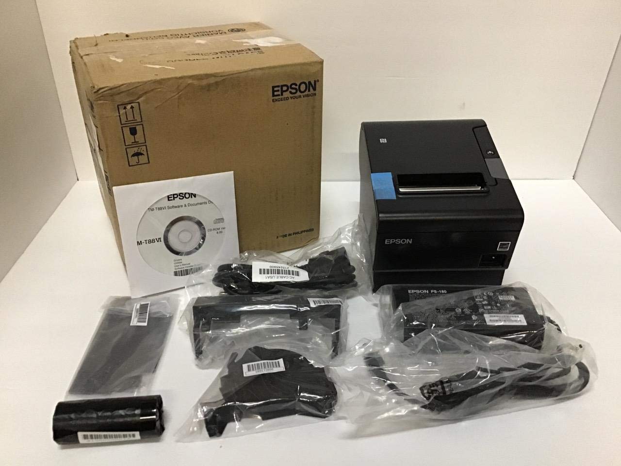 Epson C31CE94061 Epson, TM-T88VI, Thermal Receipt Printer, Epson Black, S01, Ethernet, USB and Serial Interfaces, Ps-180 Power Supply and Ac Cable