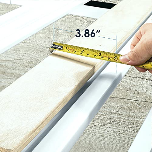 Mellow Rocky Base C 14" Platform Bed Heavy Duty Steel White, w/ Patented Wide Steel Slats (No Box Spring Needed) - Full