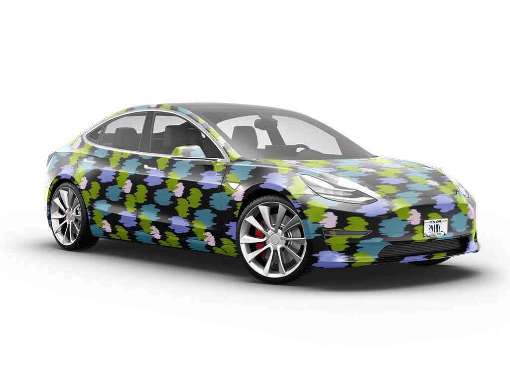 Rwraps Blue Abstract Allay Pain Gloss Vinyl Film Wrap 59in x 1ft Vinyl Vehicle Car Film Sheet Roll