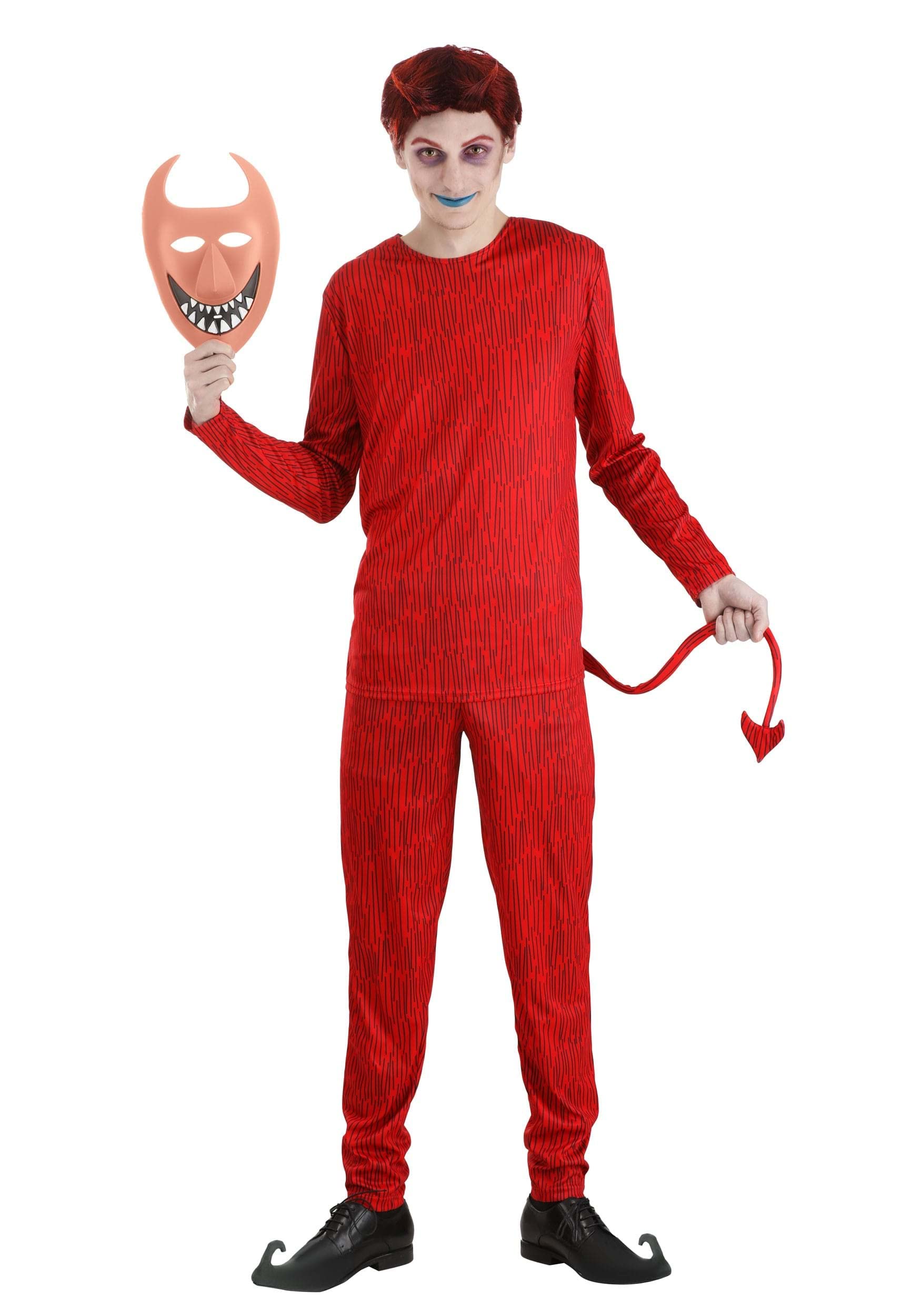 Adult Disney Lock Costume | Mens Nightmare Before Christmas Oogie Boogie's Gang Devilish Trick or Treater Full Outfit Large Red
