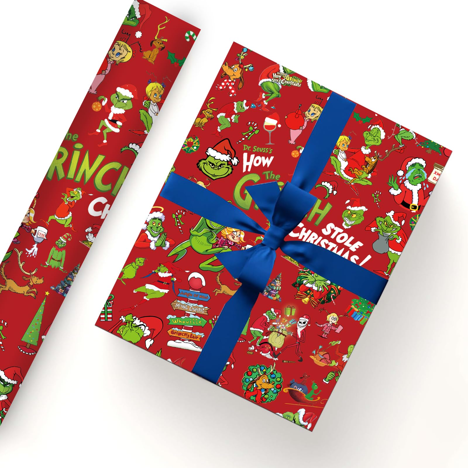 GHONXEUR 5 Pcs Christmas Wrapping Paper Gift Wrap Bulk Art Paper Folded Flat for Baby Shower Birthday Party Decorations Wedding DIY Crafts Gift Packing, 20 x 30 Inch