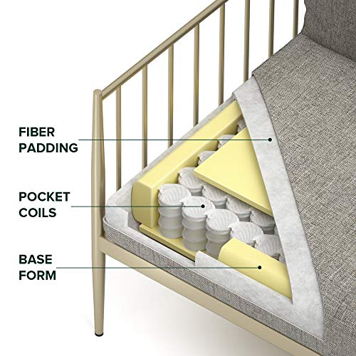 ZINUS Janelle Gold Metal Loveseat / Steel Framework with Upholstered Cushions / Easy Assembly