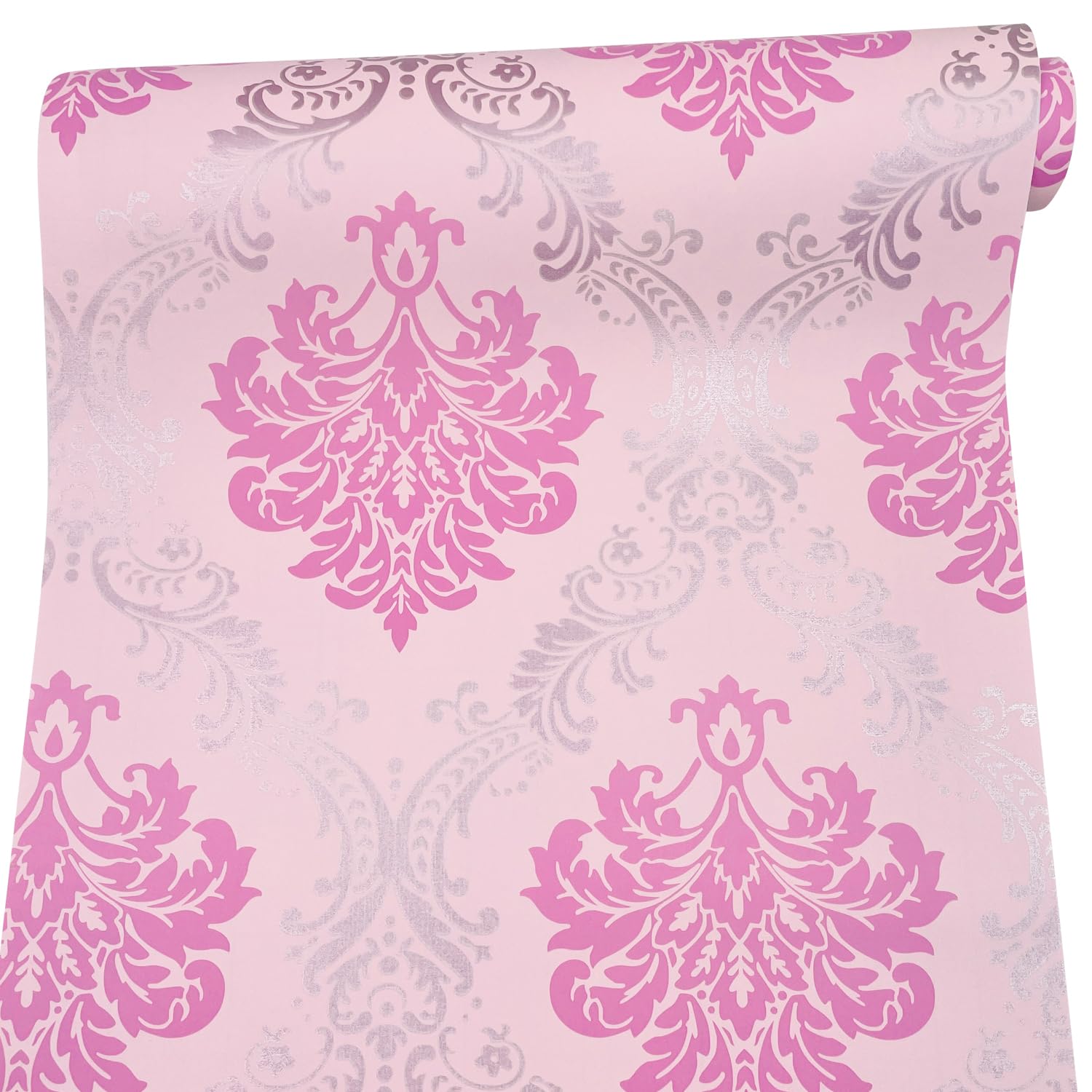 Yifely Vintage Pink Damask Self-Adhesive Shelf Drawer Liner Moisture Proof PVC Mat 45x300cm