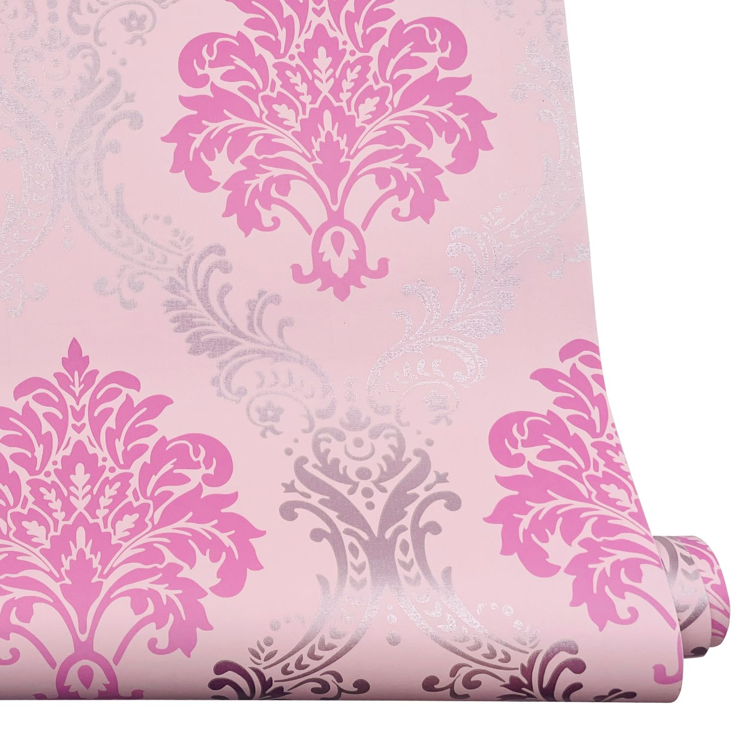 Yifely Vintage Pink Damask Self-Adhesive Shelf Drawer Liner Moisture Proof PVC Mat 45x300cm