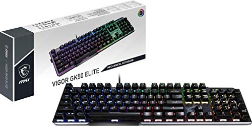MSI Vigor GK50 Elite LL Mechanical Gaming Keyboard, Clicky Kailh Box White Switches, RGB Mystic Light,Blue
