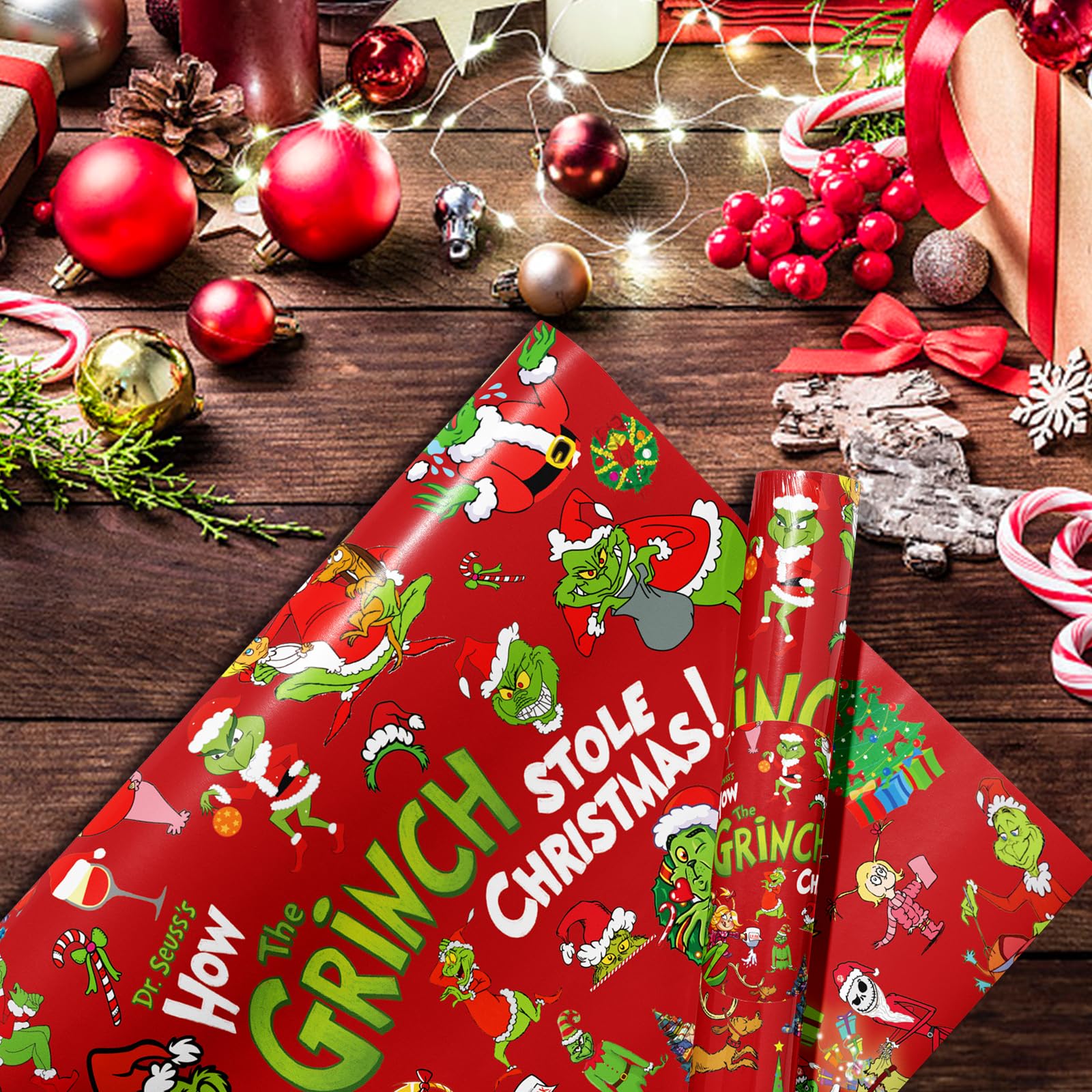 GHONXEUR 5 Pcs Christmas Wrapping Paper Gift Wrap Bulk Art Paper Folded Flat for Baby Shower Birthday Party Decorations Wedding DIY Crafts Gift Packing, 20 x 30 Inch